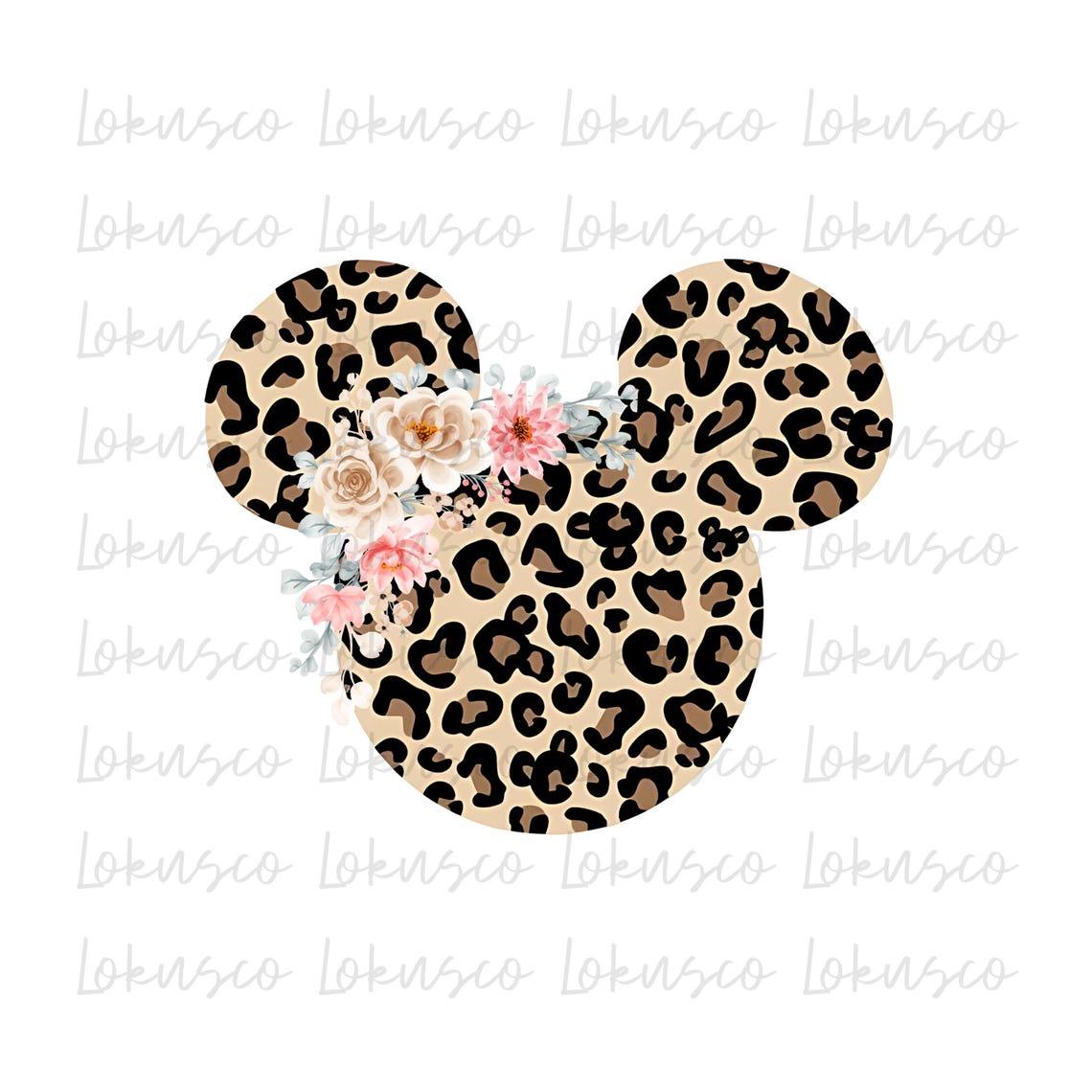 Leopard Print Minnie Mouse Head With Flower Crown Svg Png, Leopard ...