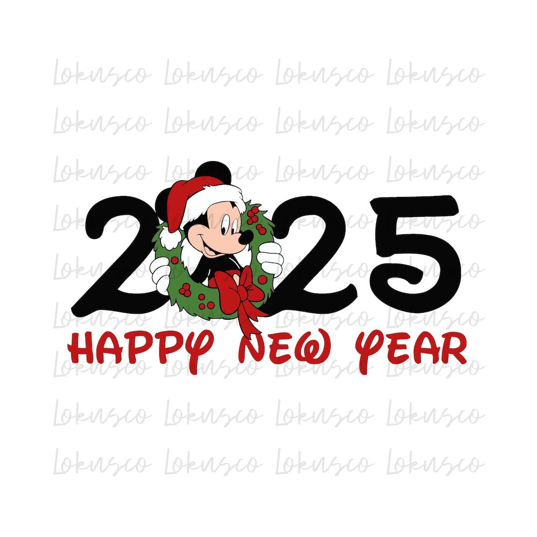 Mickey Happy New Year 2025, Christmas Wreath, Merry Christmas Png ...