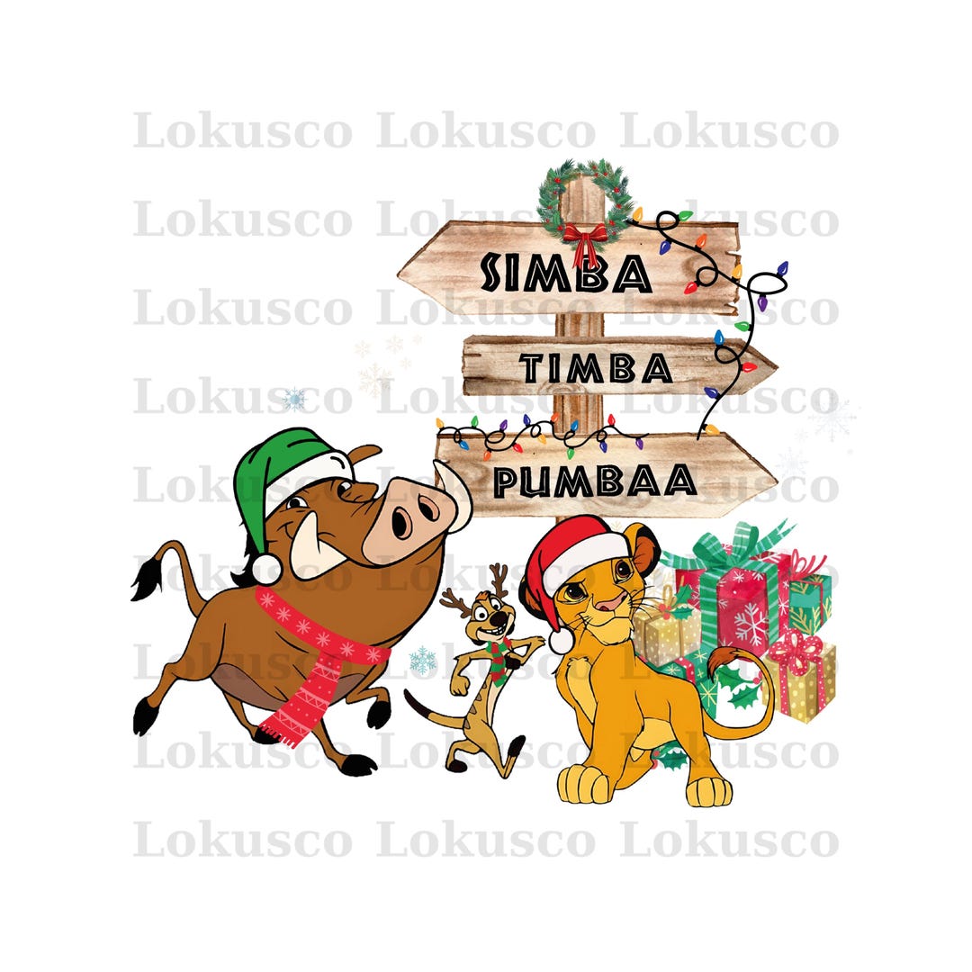 Lion King Christmas Direction Post Signs PNG, Simba Timba Pumbaa SVG ...