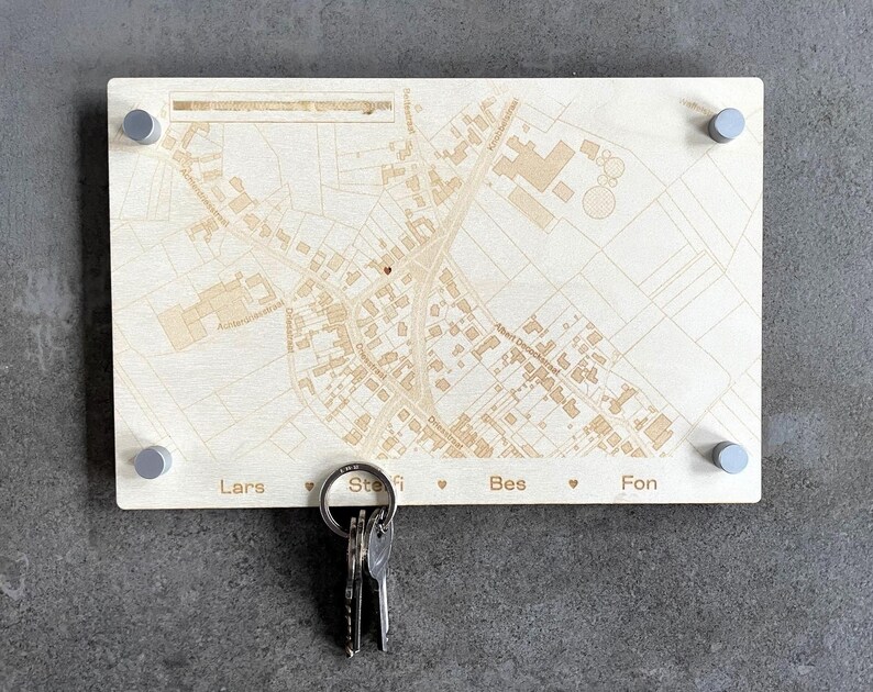 Magnetic Key Holder on Wall, Custom Wooden Address Map Family Keys ...