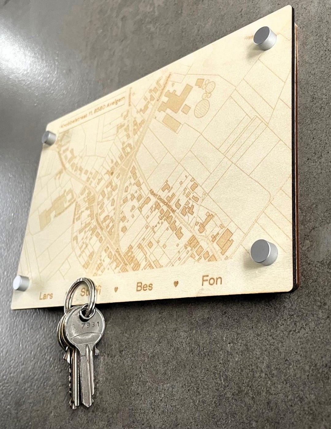Magnetic Key Holder on Wall, Custom Wooden Address Map Family Keys ...