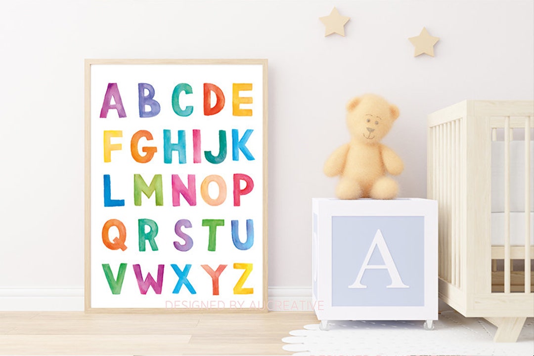 Rainbow Alphabet Number Poster ABC Print Nursery Alphabet - Etsy