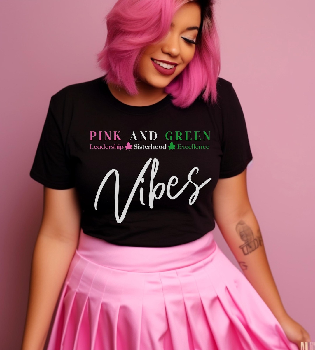 AKA Inspired Pink and Green Vibes T-shirt, Sorority Style Tee, Alpha ...