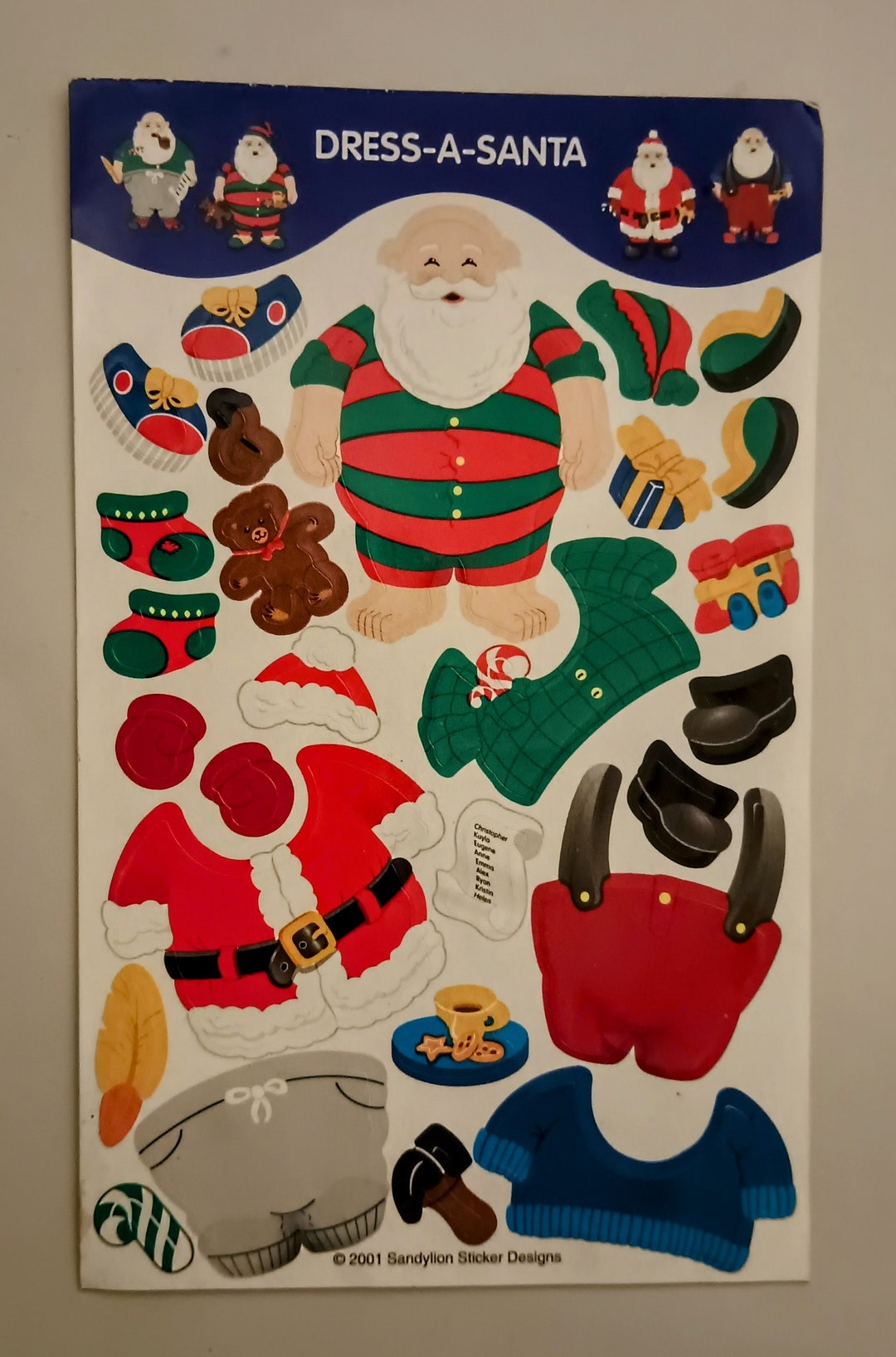 Dress a Santa Sticker Sheet by Sandylion, Vintage Stickers, Christmas ...