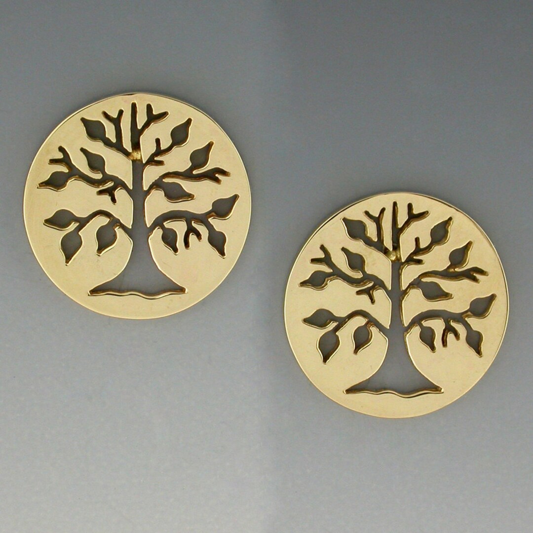 Tree of Life Stud Earrings,tree of Life Disc Stud,gold Tree Stud Gift ...