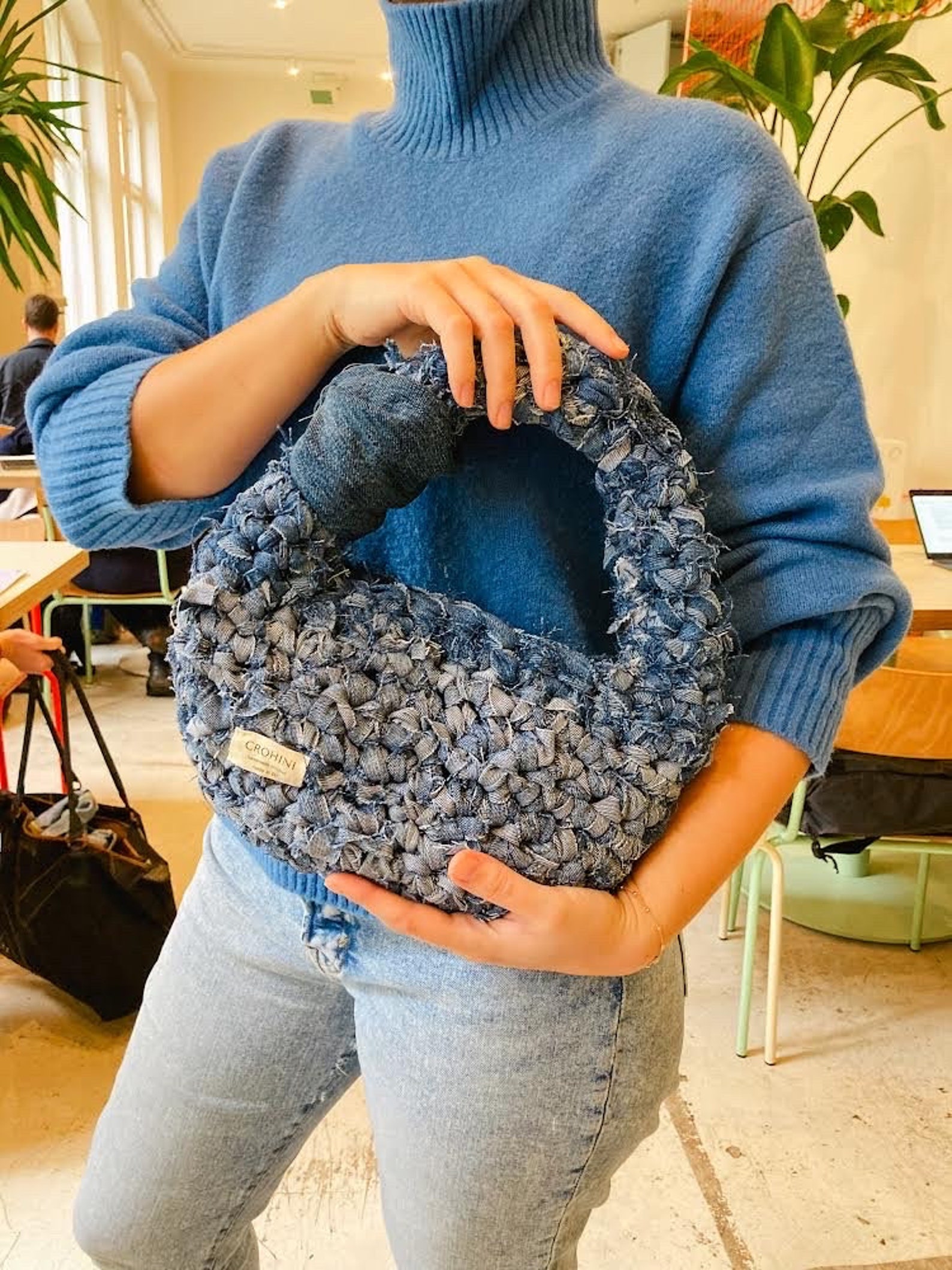 Small Upcycled Crochet Denim MICA Bag - Gehäkelte Tasche - Handmade - Etsy