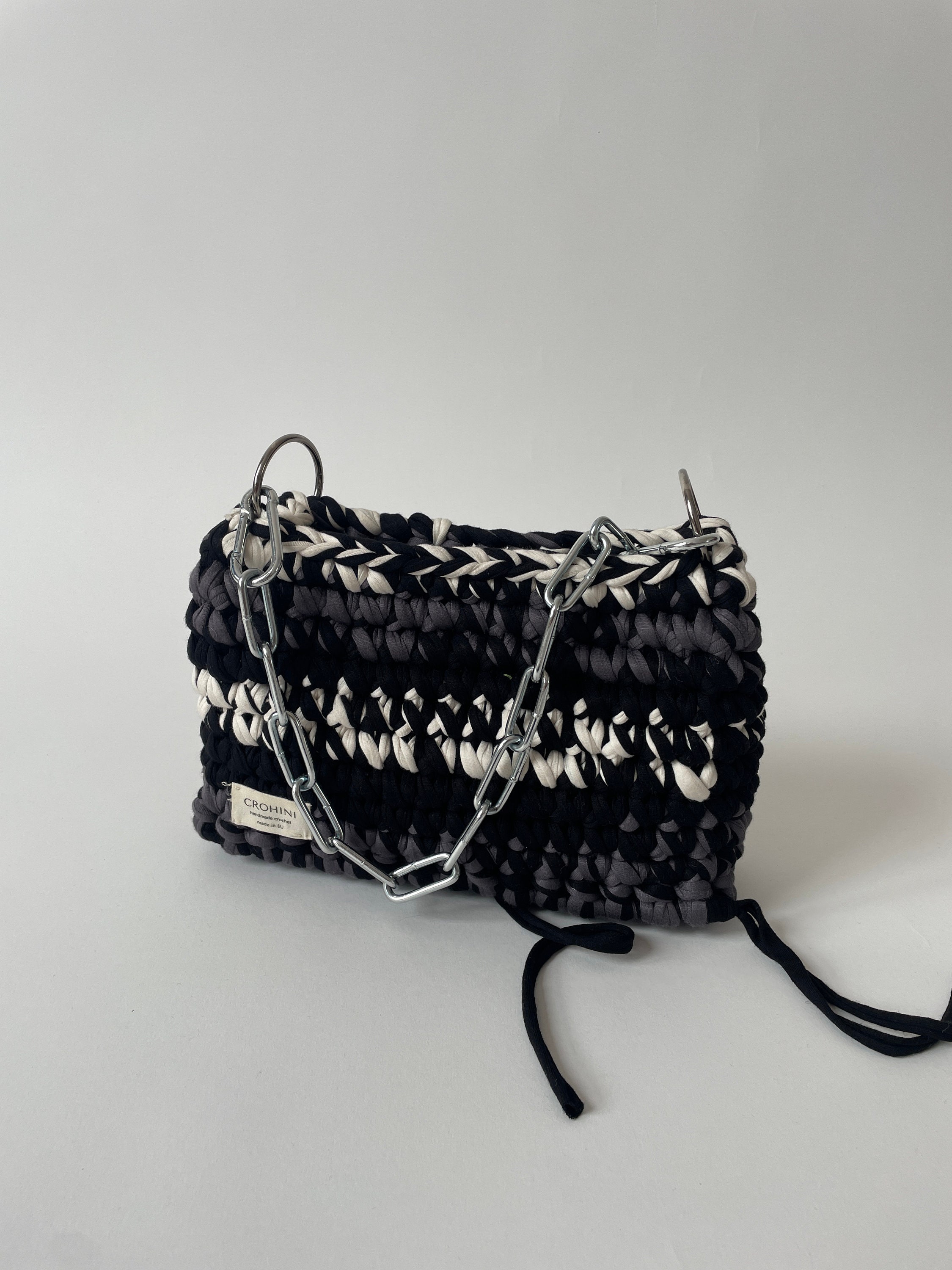 Black and Grey JOE Bag Medium Handmade Crochet Bag Gehäkelte Tasche - Etsy