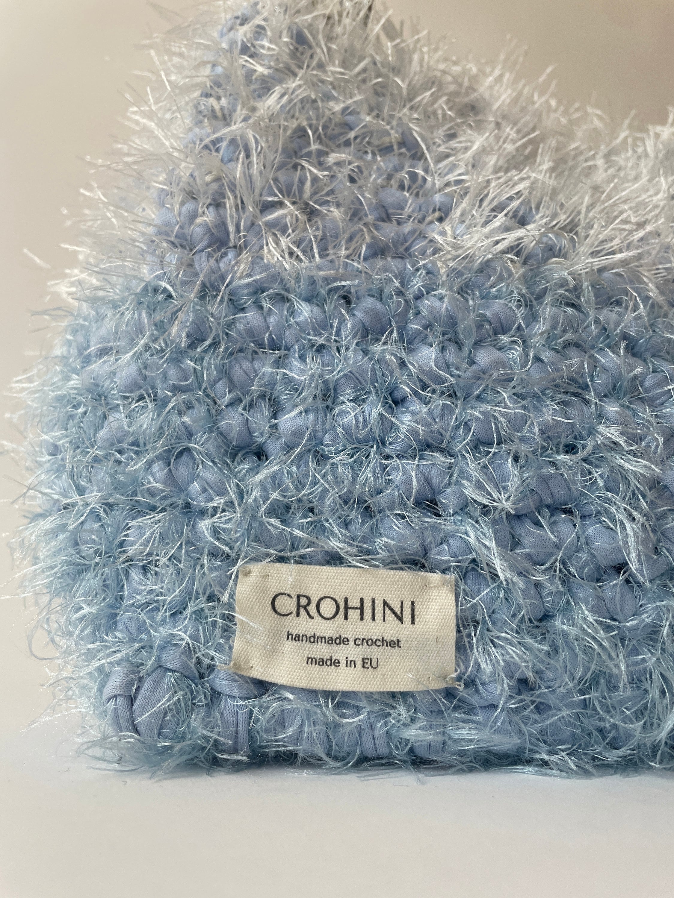 Fluffy Baby Blue Crochet Bag - Medium CROHINI JOE Bag - Handmade ...