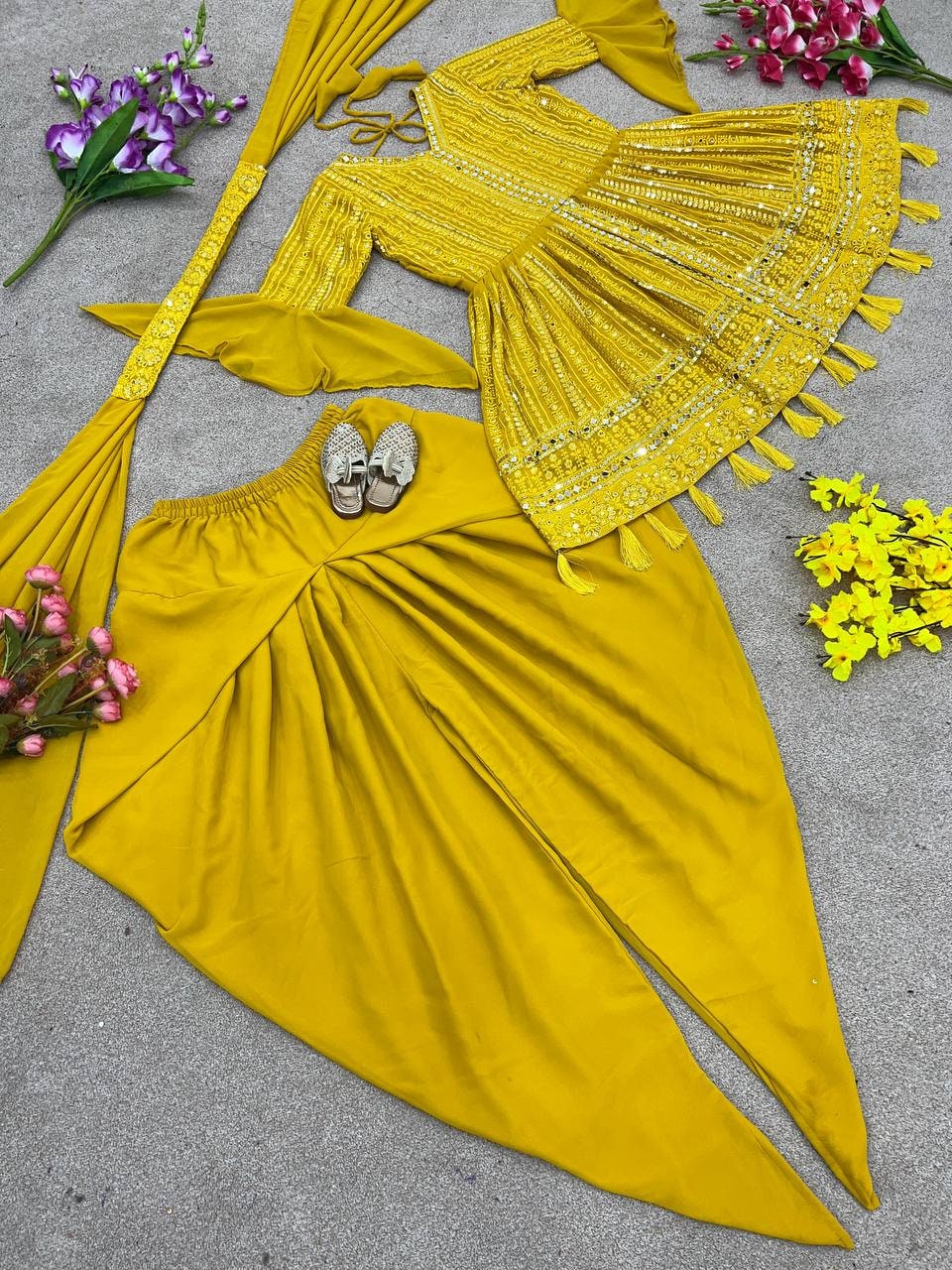 New Haldi Yellow Fancy Sleeves&stylish Top With Bottom for Haldi Wear ...