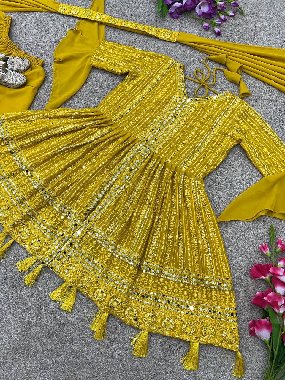 New Haldi Yellow Fancy Sleeves&stylish Top With Bottom for Haldi Wear ...