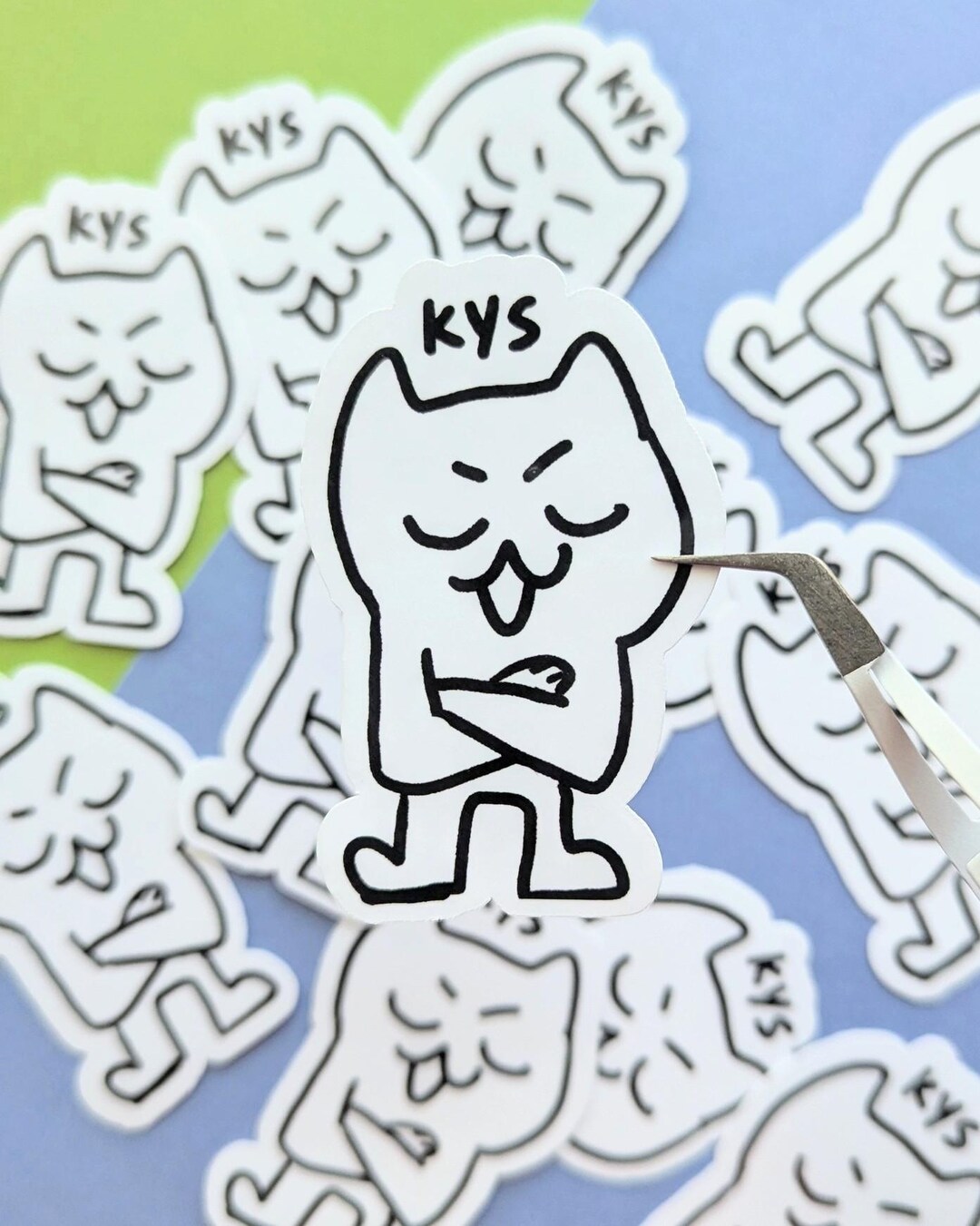 Kys Kms Stickers | Silly Meme Guy Waterproof Stickers - Etsy