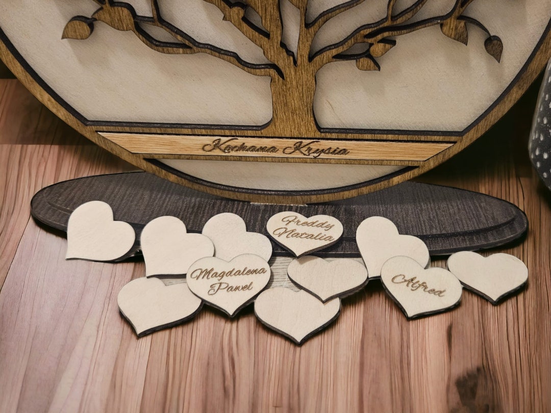 Family Tree Personalized Made of Wood Stand With Hearts and Names - Etsy