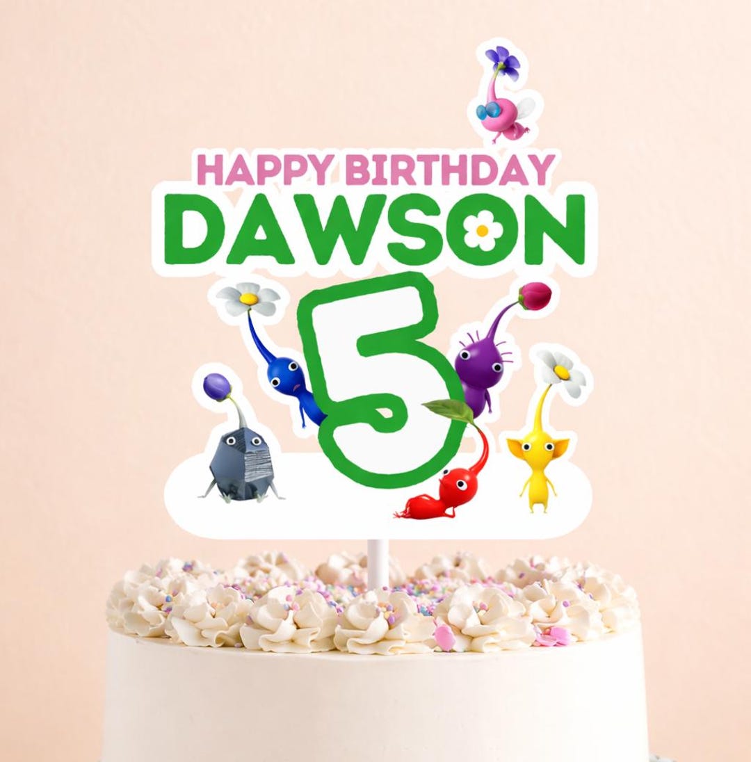 Pikmin Birthday Cake Topper | Editable Name & Age | Video Game Party ...
