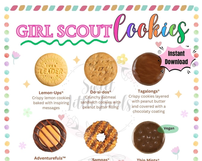 LBB Girl Scout Cookies Printable 2025 Cookie List, Girl Scout Sign ...