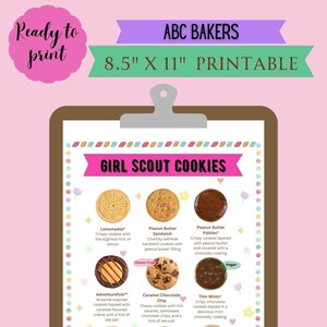 ABC Bakers Girl Scout Cookies Printable Cookie List, Girl Scout Cookie ...
