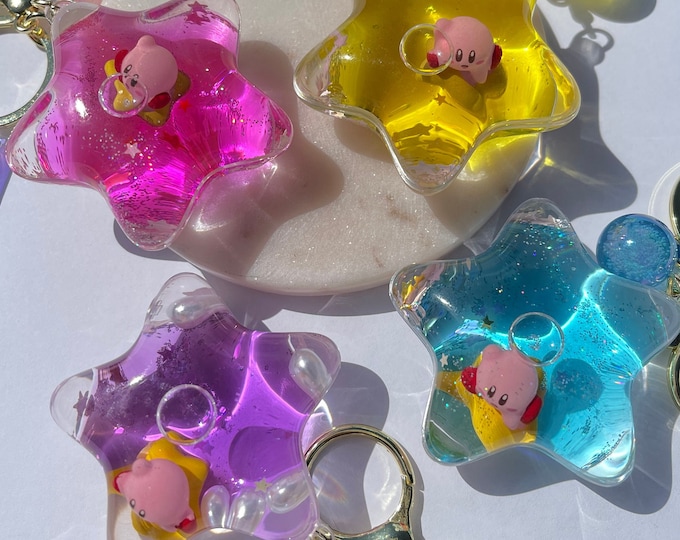 Kirby Star Liquid Keychain, Kawaii Liquid Shaker Keychain, Fidget Toy ...