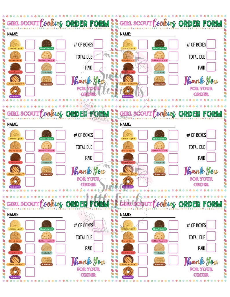 Girl Scout Cookies LBB 2025 Printable Order Form, Girl Scout Cookie ...