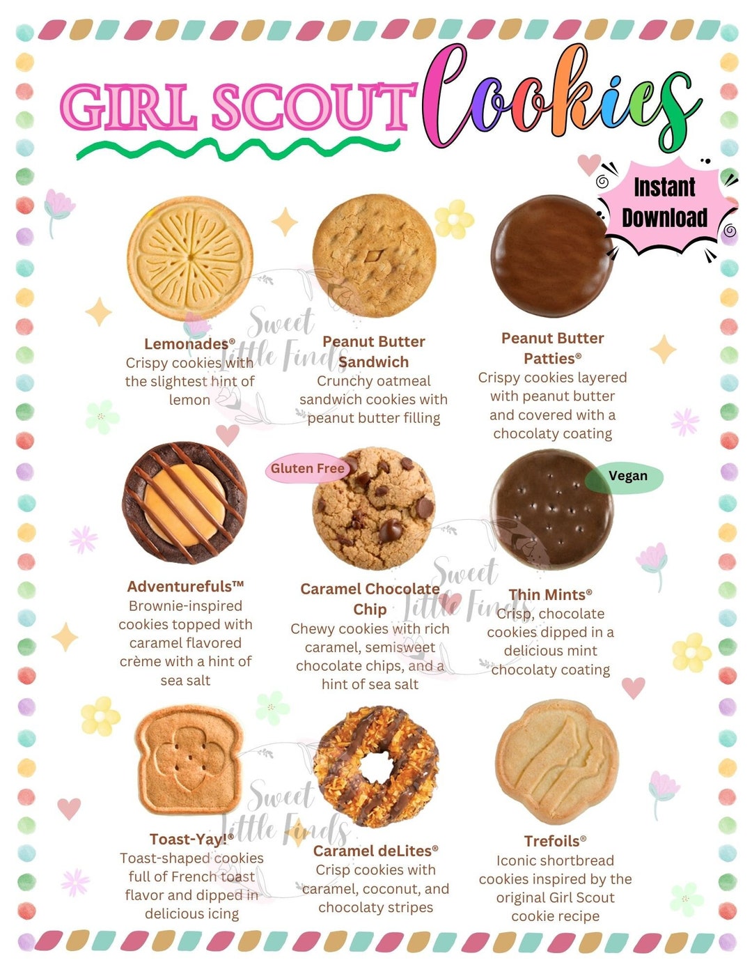 ABC Bakers Girl Scout Cookies Printable Cookie List, Girl Scout Cookie ...