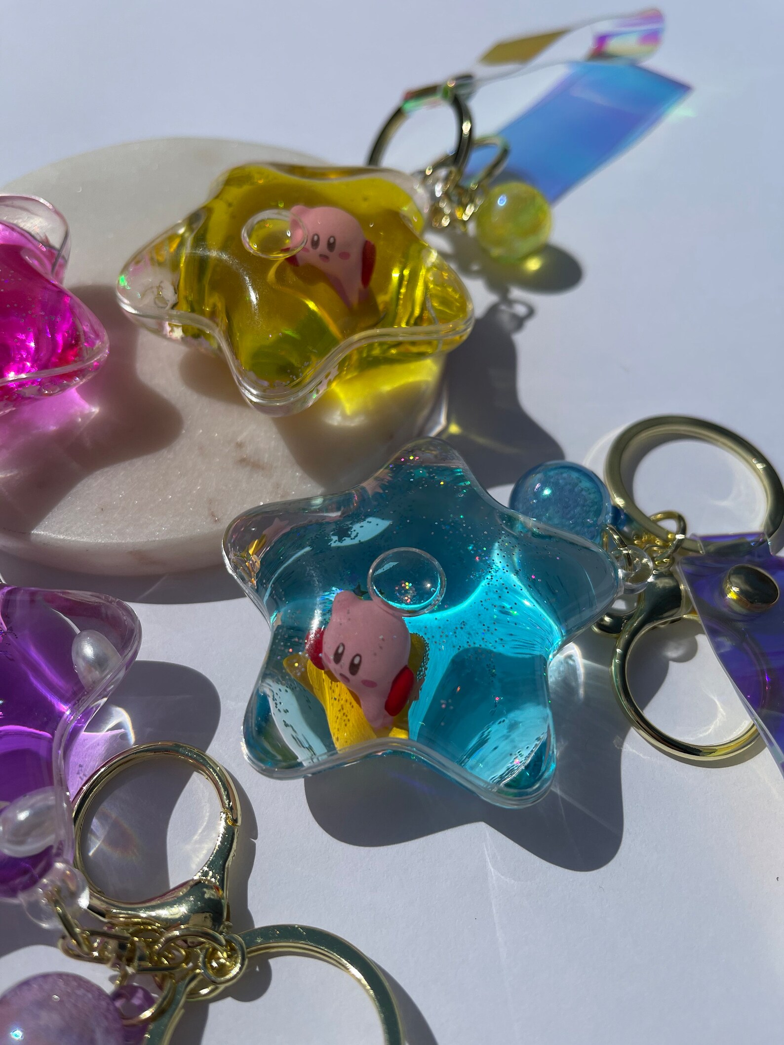 Kirby Star Liquid Keychain Kawaii Liquid Shaker Keychain - Etsy