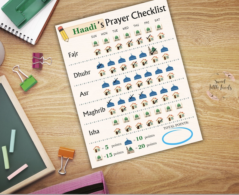 Prayer Tracker for Muslim Kids Weekly Prayer Chart Printable - Etsy