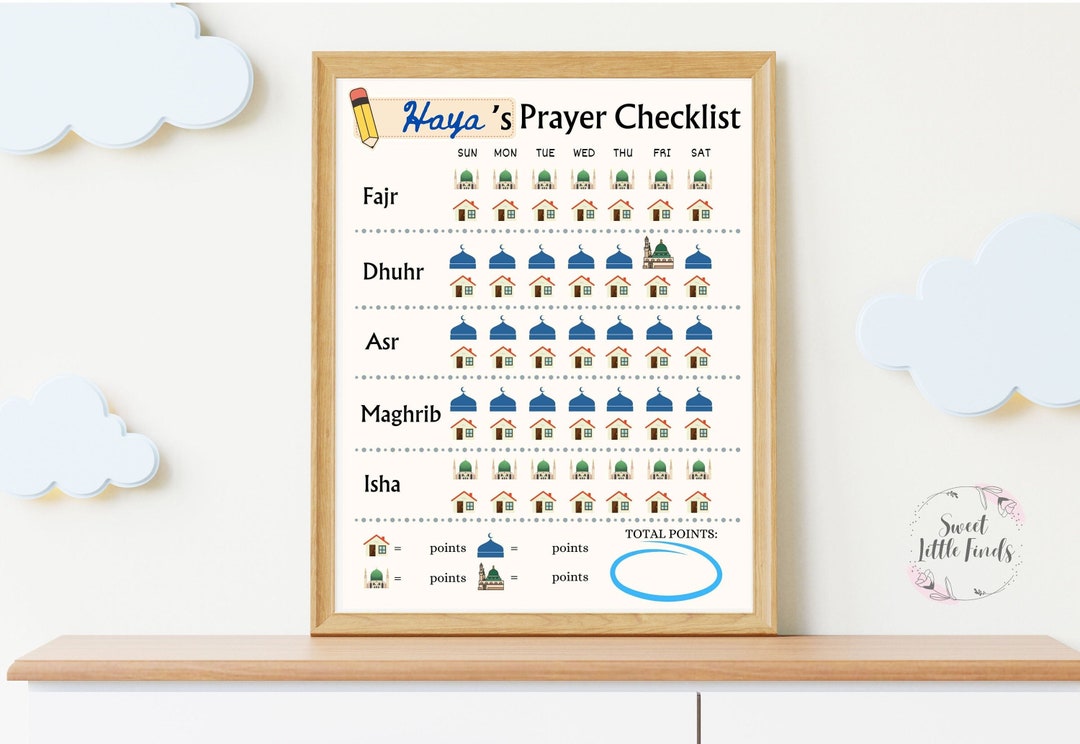 Prayer Tracker for Muslim Kids, Weekly Prayer Chart Printable Salah ...