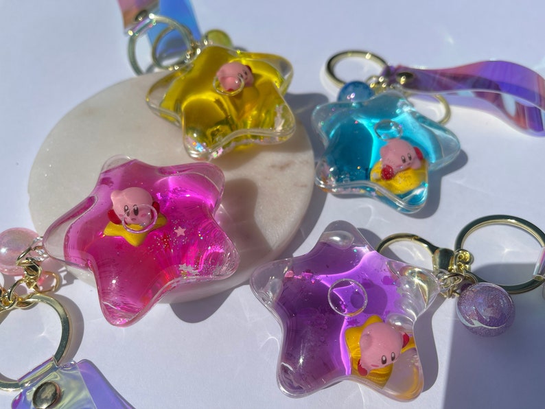 Kirby Star Liquid Keychain Kawaii Liquid Shaker Keychain - Etsy