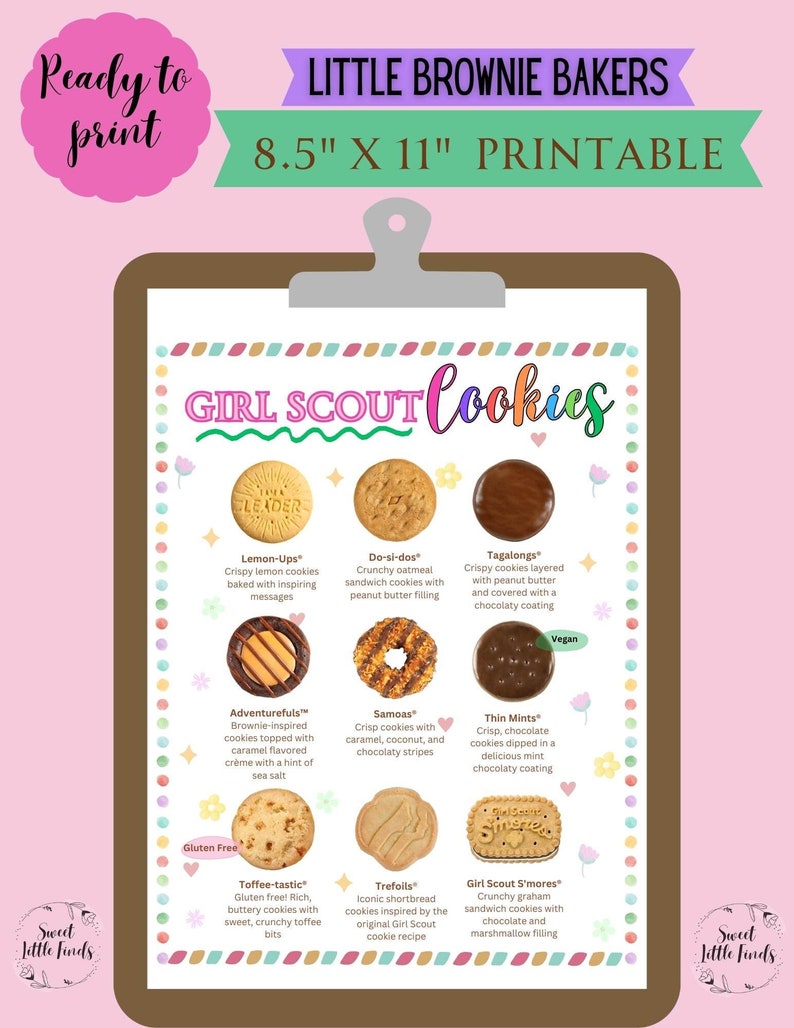 LBB Girl Scout Cookies Printable 2025 Cookie List, Girl Scout Sign ...