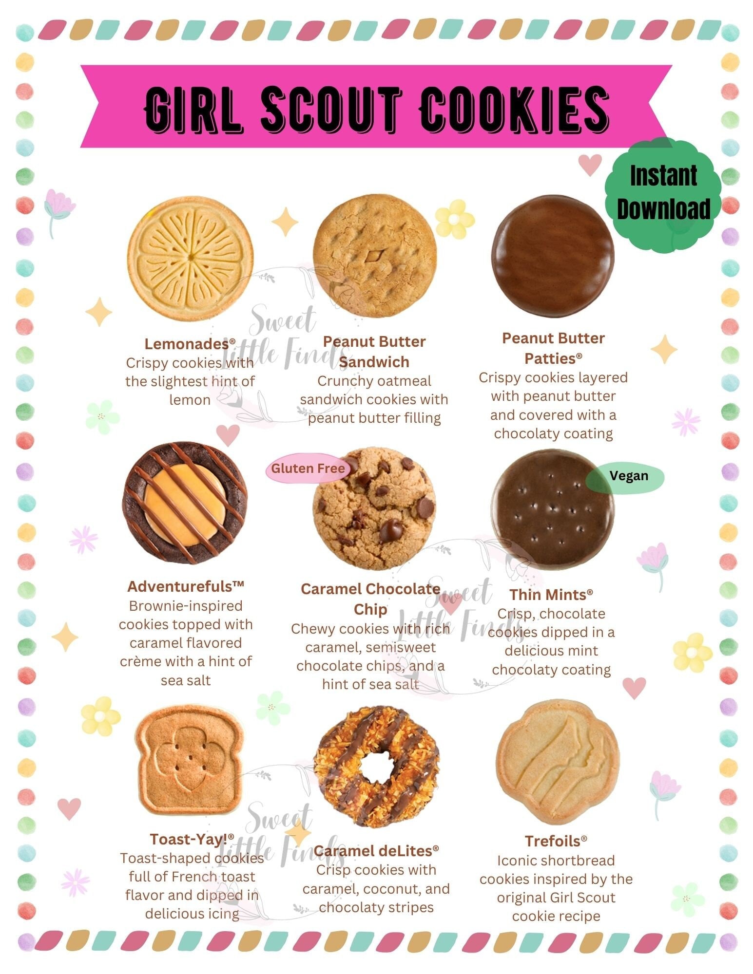 ABC Bakers Girl Scout Cookies Printable Cookie List, Girl Scout Cookie ...