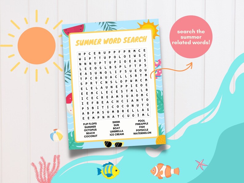 Printable Summer Games | Maze , I-spy, Word Search | Kids Games ...