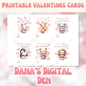 Printable Valentine Cards for Kids | 6 Cute Animal Designs | Classroom ...