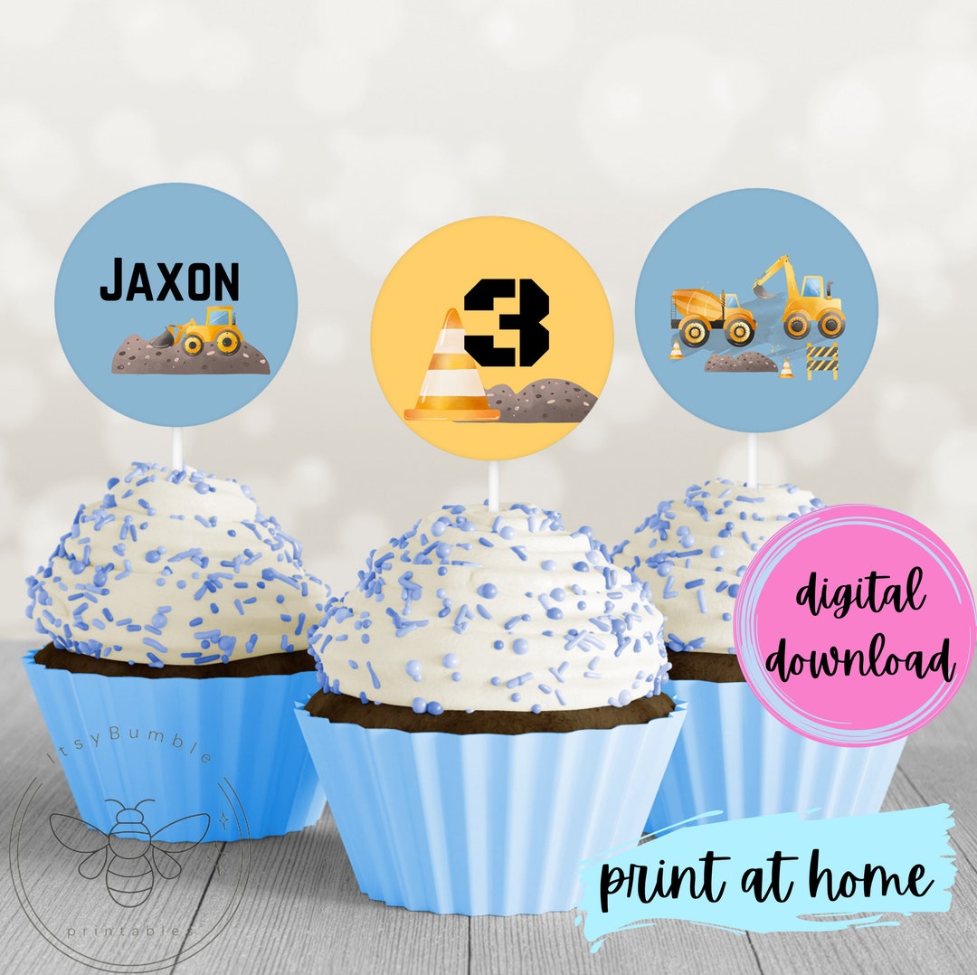 Printable Cupcake Topper | Construction Birthday Party | Instant ...
