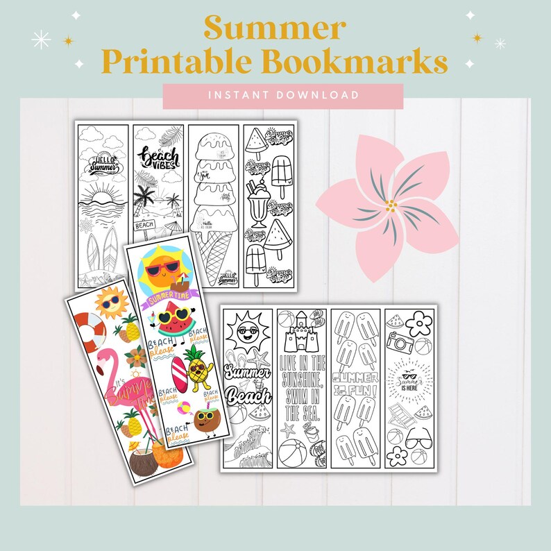 Printable Summer Bookmarks - Instant Download for Fun Summer Reading ...