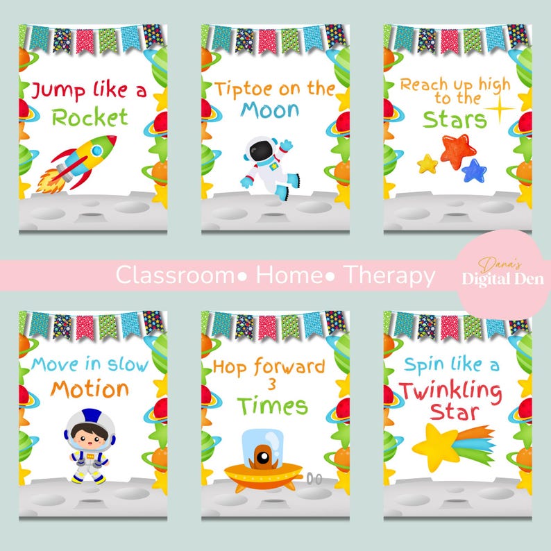 Outer Space Sensory Cards for Kids, Printable Movement Activities, ADHD ...