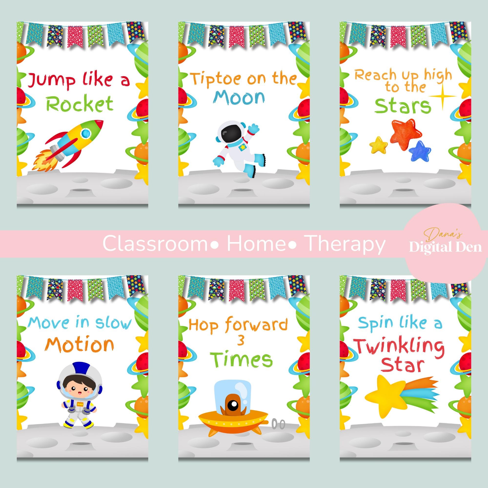 Outer Space Sensory Cards for Kids, Printable Movement Activities, ADHD ...