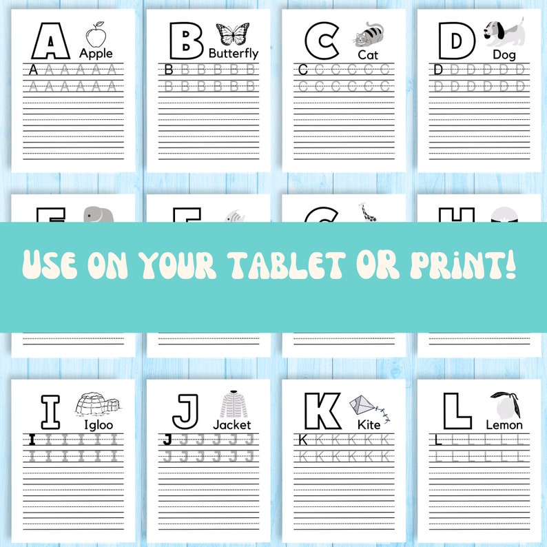 ABC Practice Pages Alphabet Template Kids Alphabet - Etsy