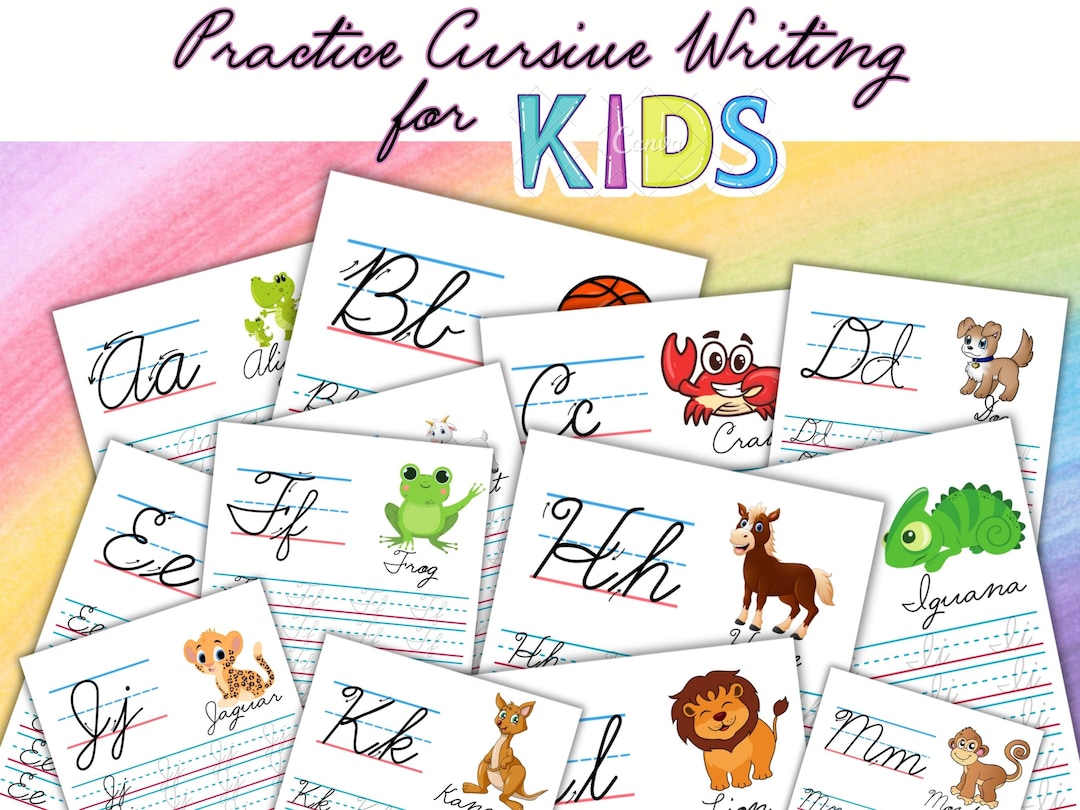 Printable Cursive Writing Practice for Kids | Instant Download | Summer ...