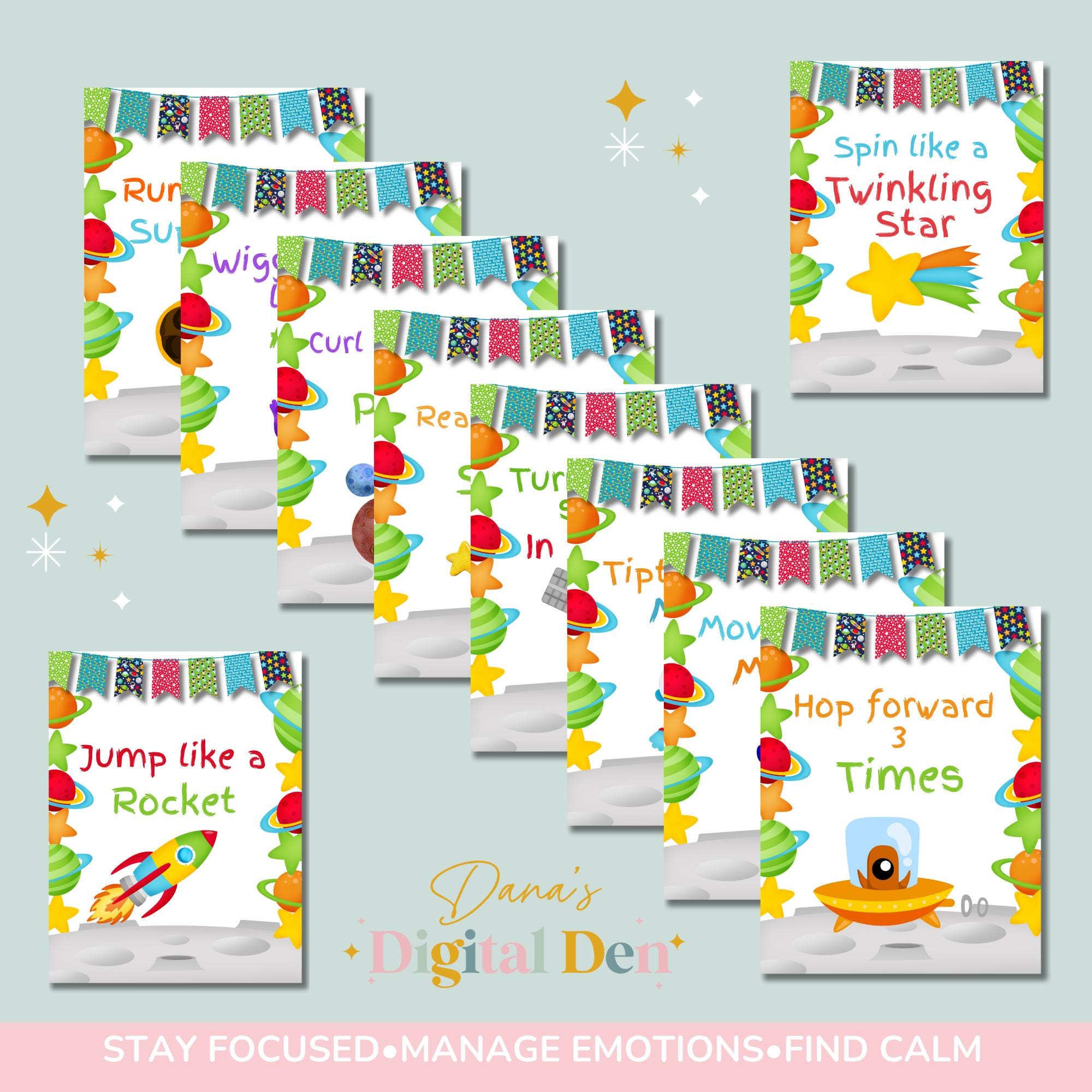 Outer Space Sensory Cards for Kids, Printable Movement Activities, ADHD ...