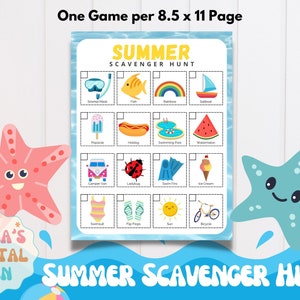 Printable Summer Scavenger Hunt - Instant Download for Outdoor Fun and ...