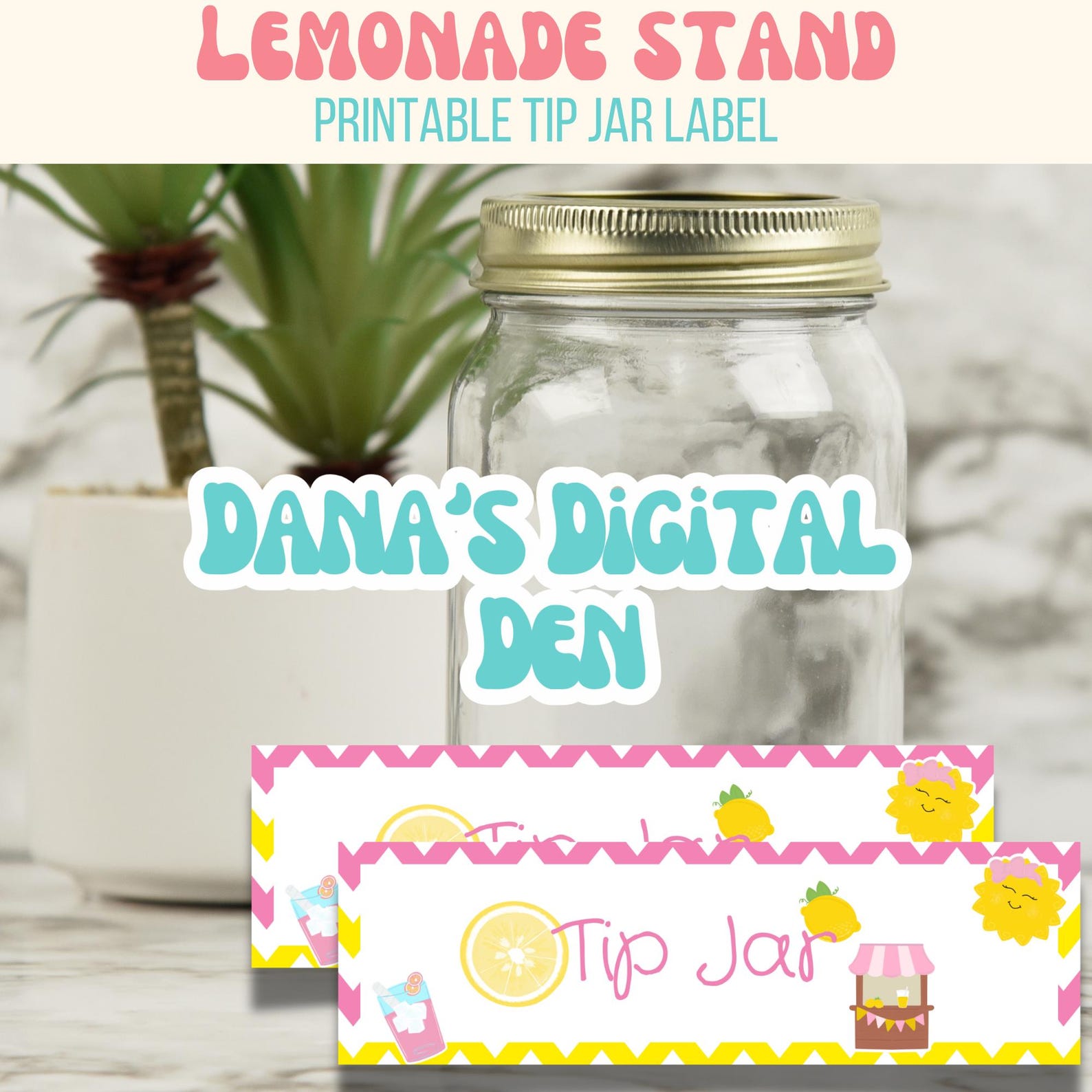 Lemonade Stand Tip Jar Label | Printable for Kids Business | Summer ...