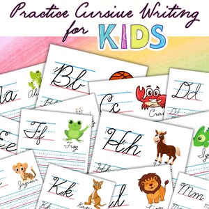 Printable Cursive Writing Practice for Kids | Instant Download | Summer ...