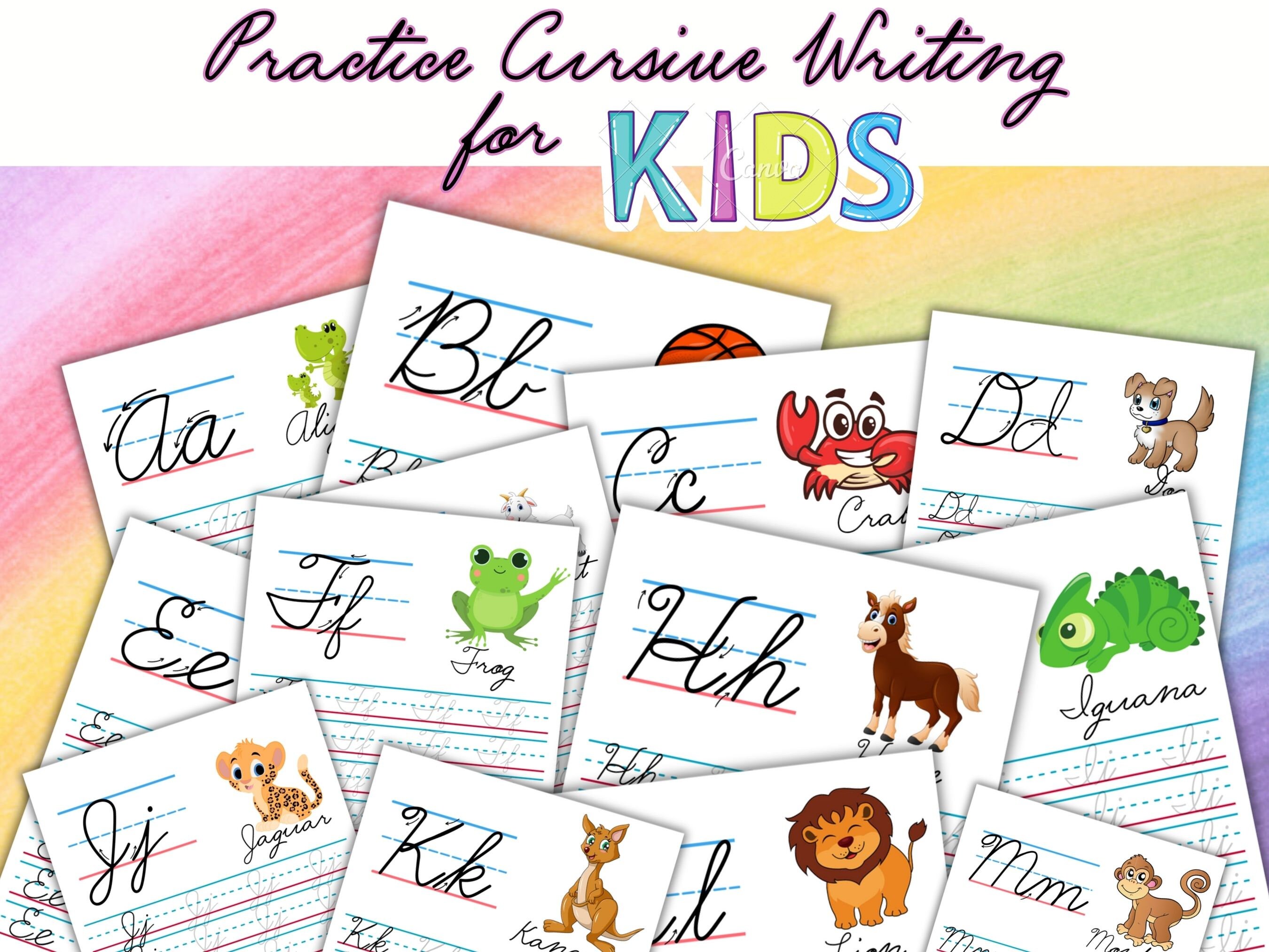 Printable Cursive Writing Practice for Kids Instant Download Summer ...