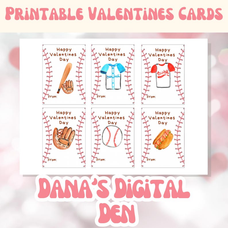 Baseball Valentine Cards for Kids – Printable Classroom Exchange Set ...