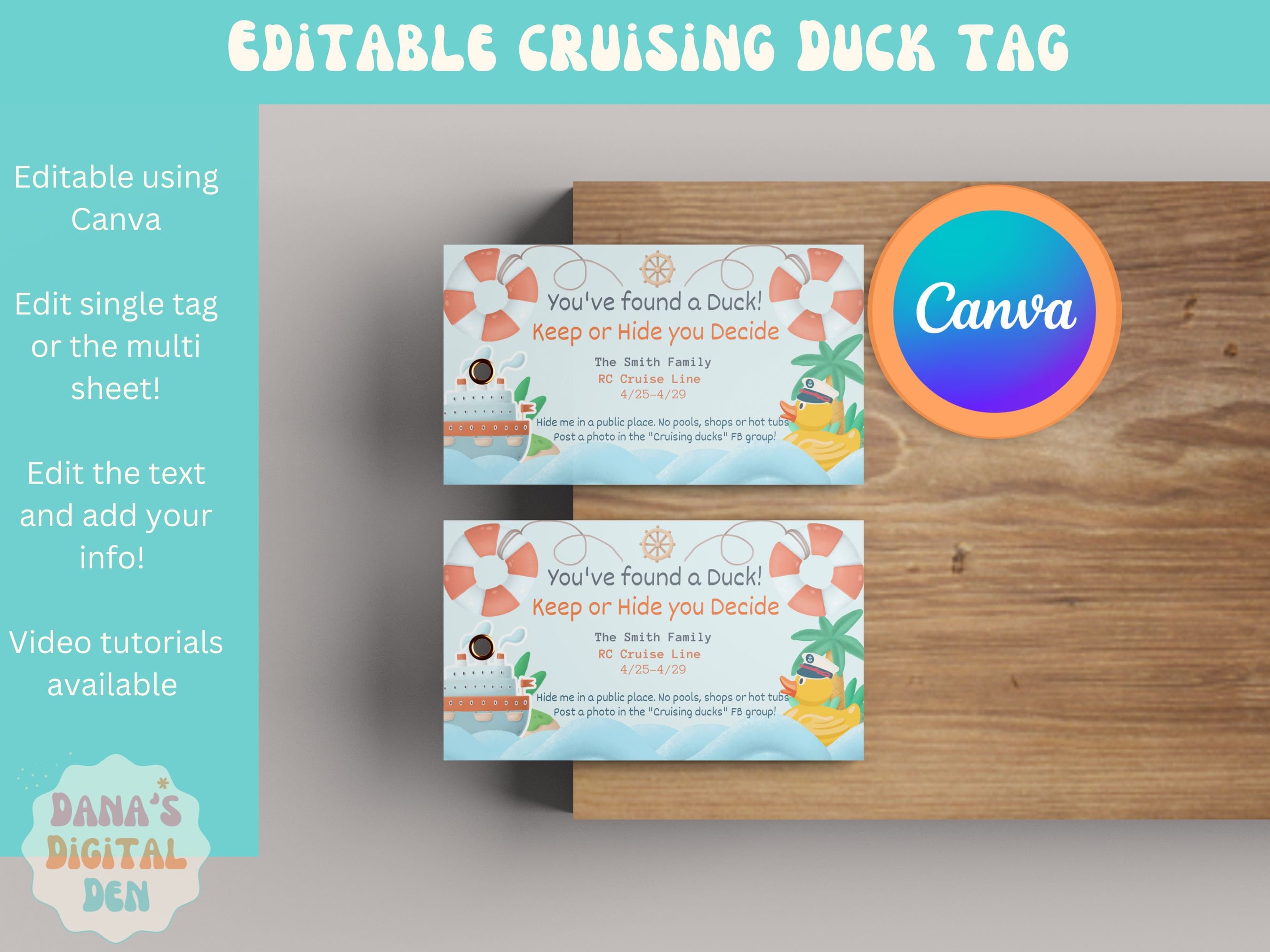 Cruising Ducks Printable Tag Cruise Ducks Duck Game Editable Canva ...