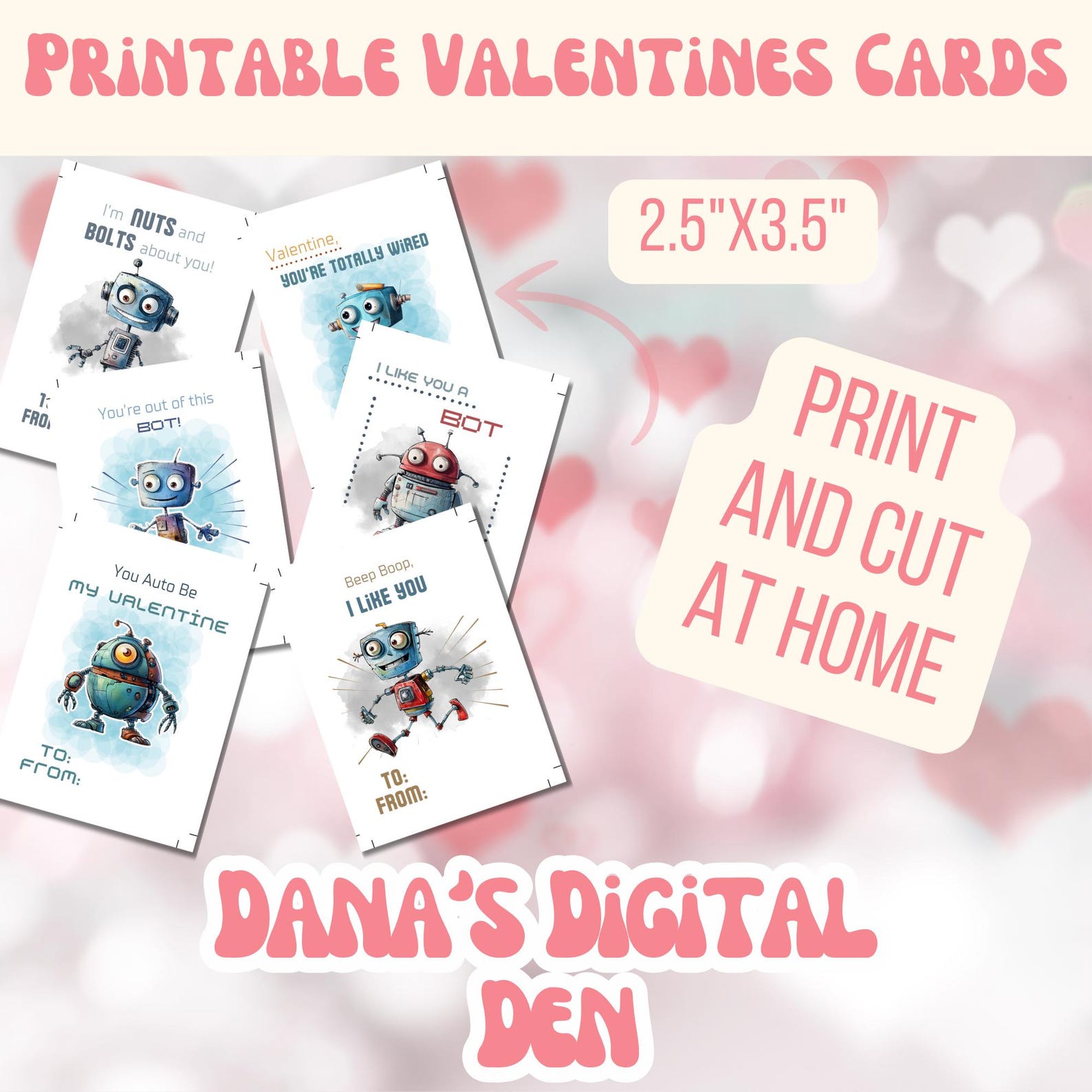 Printable Robot Valentine Cards for Kids | Digital Download | Classroom ...