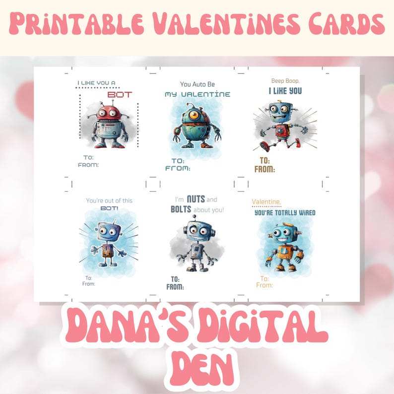 Printable Robot Valentine Cards for Kids | Digital Download | Classroom ...