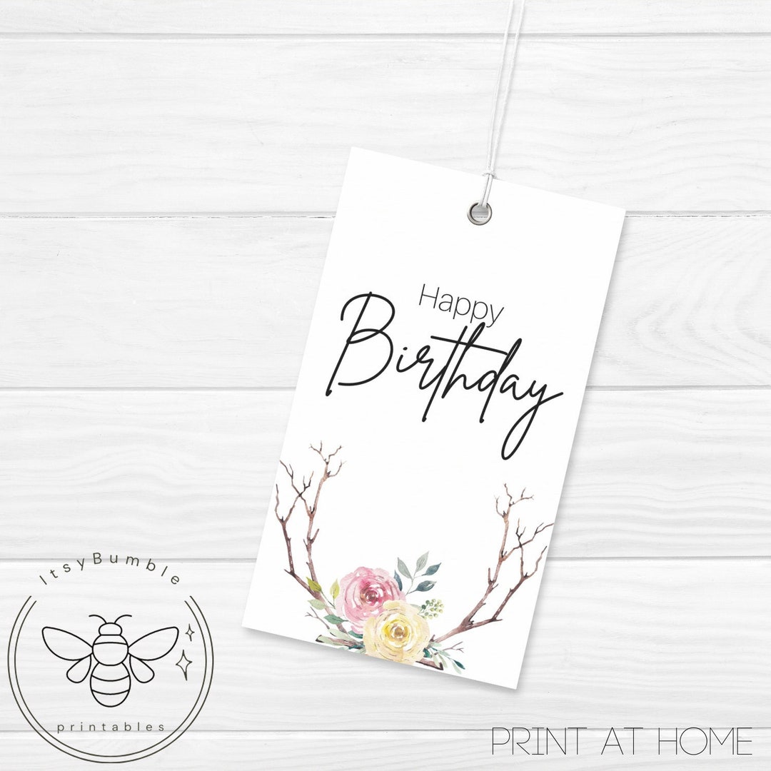 Happy Birthday Gift Tag | Instant Download Birthday Tags | Minimalist ...