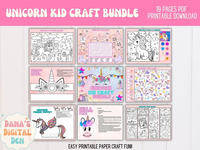 Kids Summer Craft Activities | Unicorn Craft Bundle | Printable Crafts ...