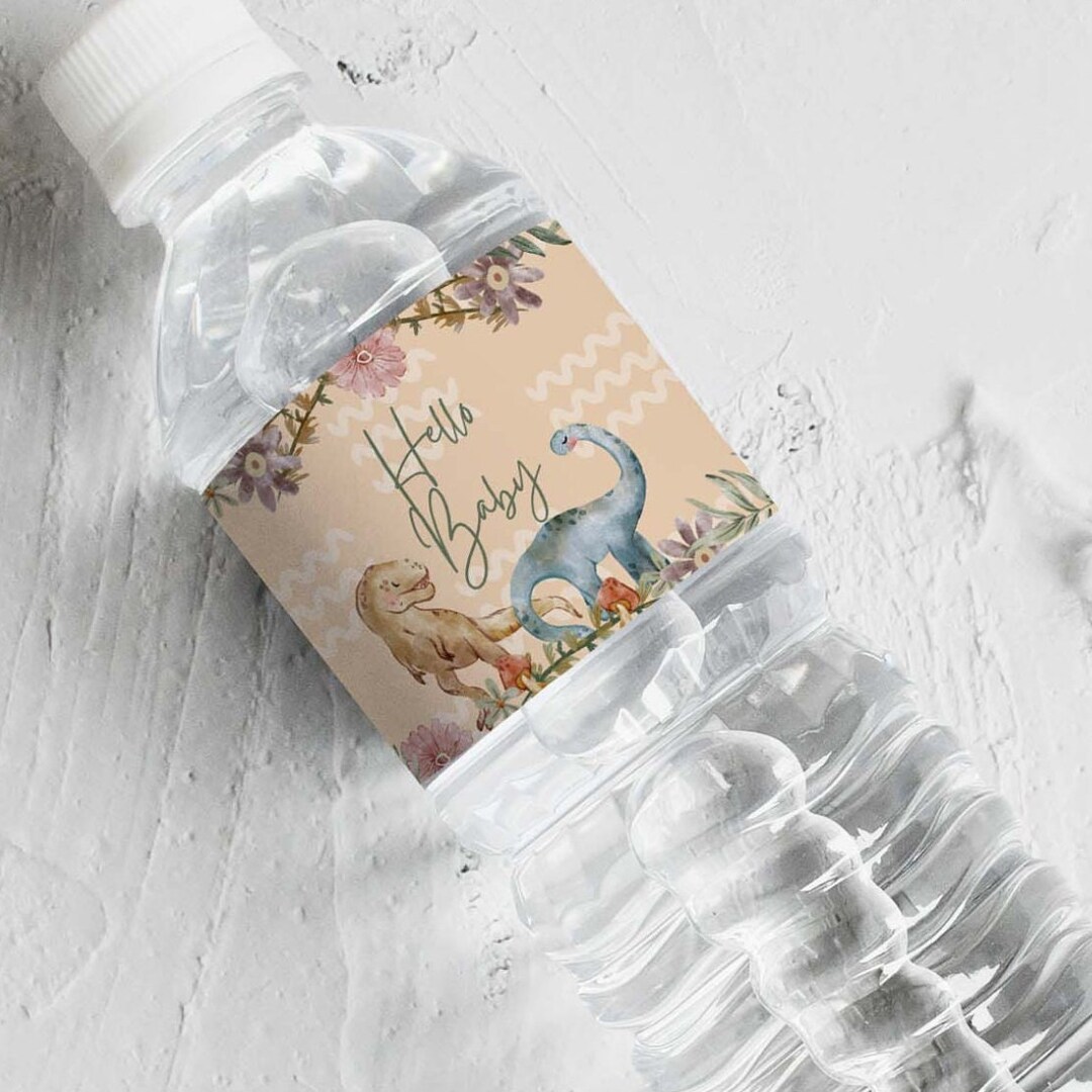 Boho Dinosaur Water Bottle Label Boho Baby Shower Printable Bottle ...