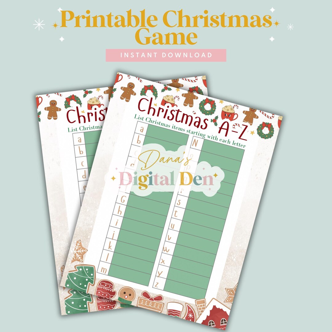 Christmas A-Z Game Printable, Holiday Party Activity, Digital Download ...