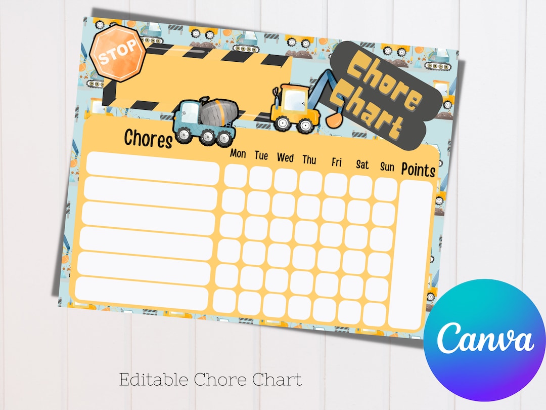 Printable Chore Chart | Editable Chore Chart | Rewards Chart | Daily ...